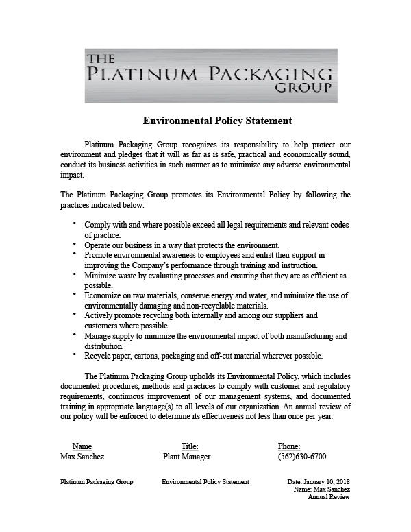 Recyclable Packaging PDFs | The Platinum Packaging Group
