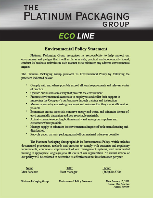 Sustainability PDF | The Platinum Packaging Group